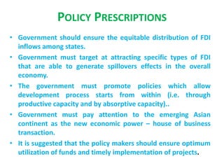 Foreign Direct Investment and Indian Economy ppt | PPTX