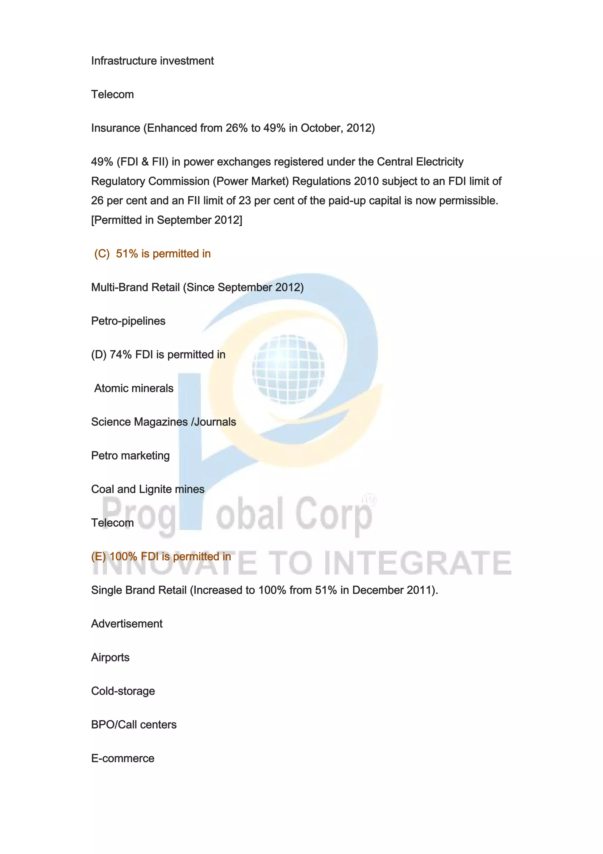 Foreign direct investment (FDI) in India | PDF