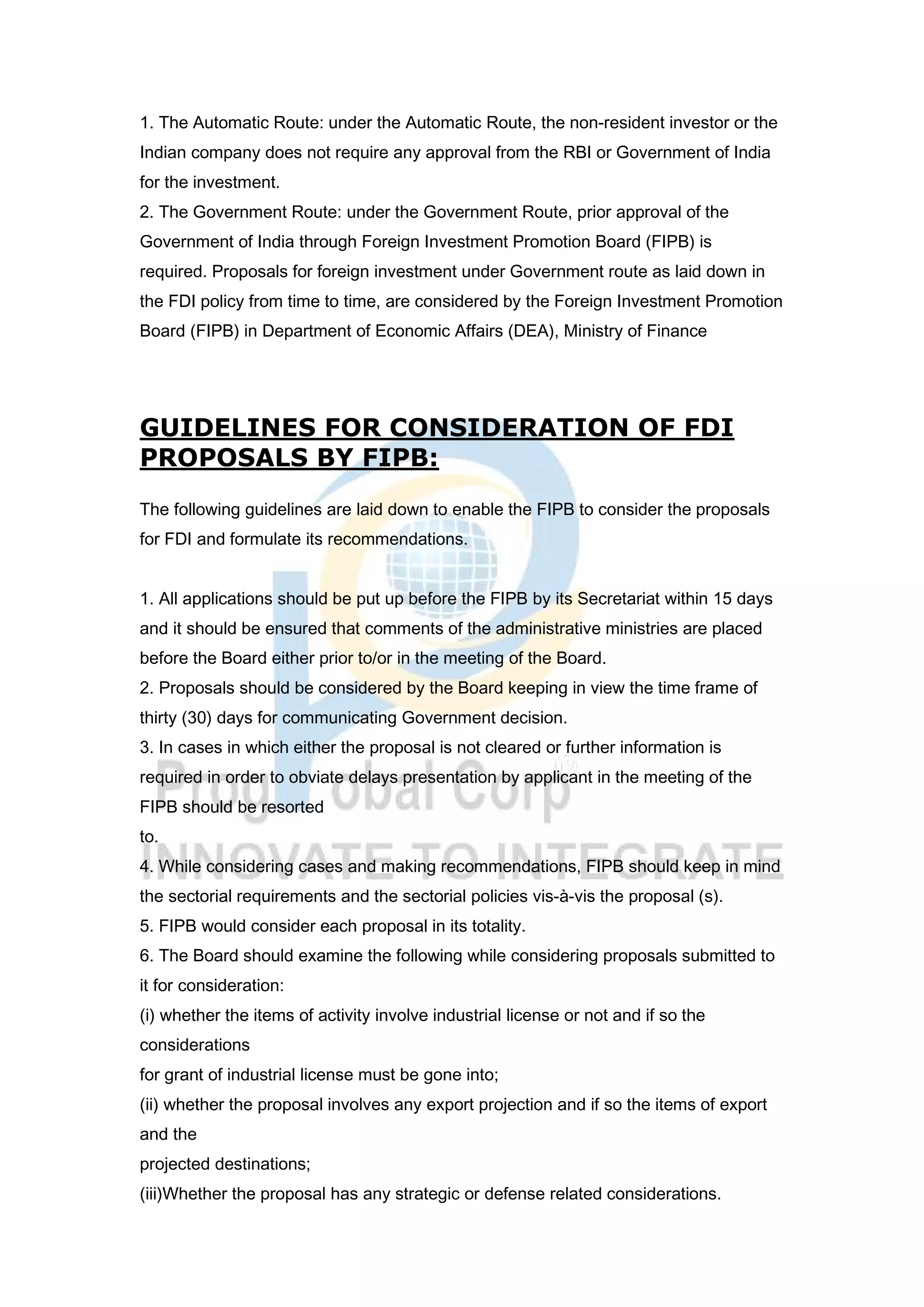 Foreign direct investment (FDI) in India | PDF