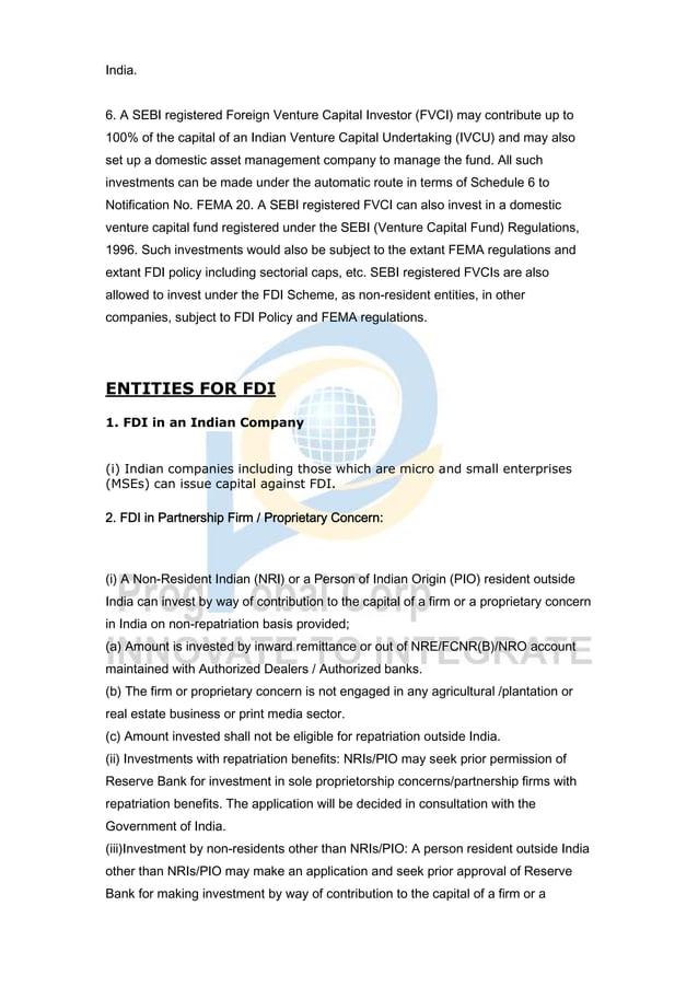 Foreign direct investment (FDI) in India | PDF