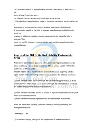 Foreign direct investment (FDI) in India | PDF