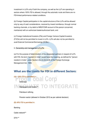 Foreign direct investment (FDI) in India | PDF