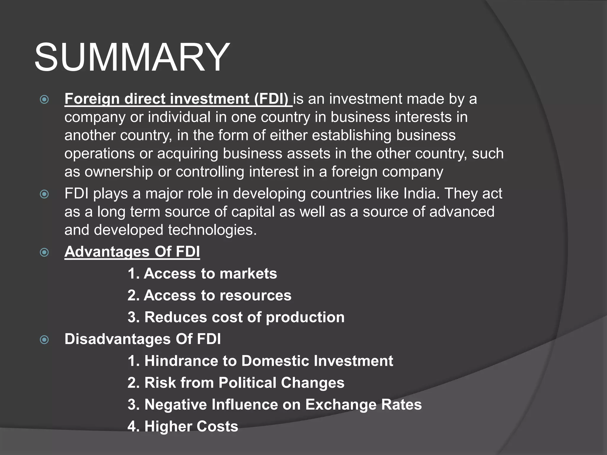 Foreign direct investment in banking sector | PPTX