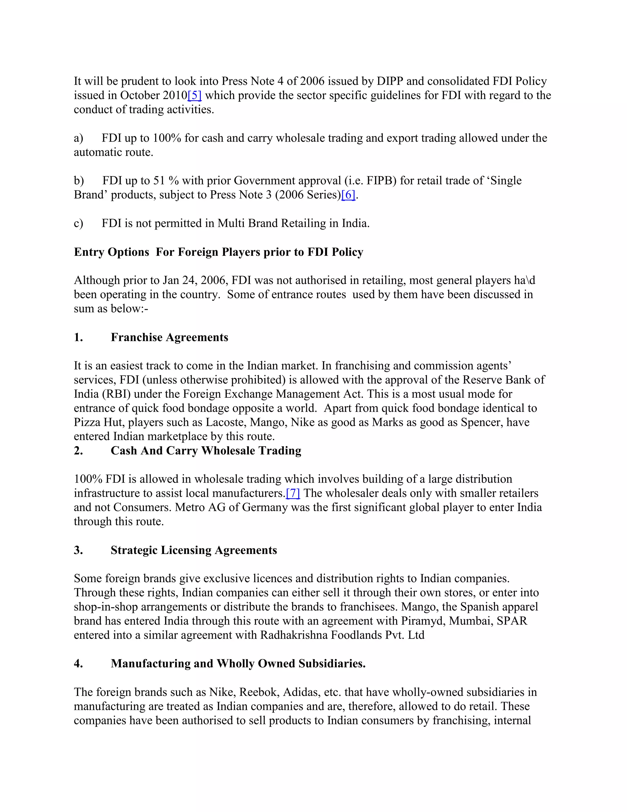 Foreign direct investment in indian retail sector | DOCX
