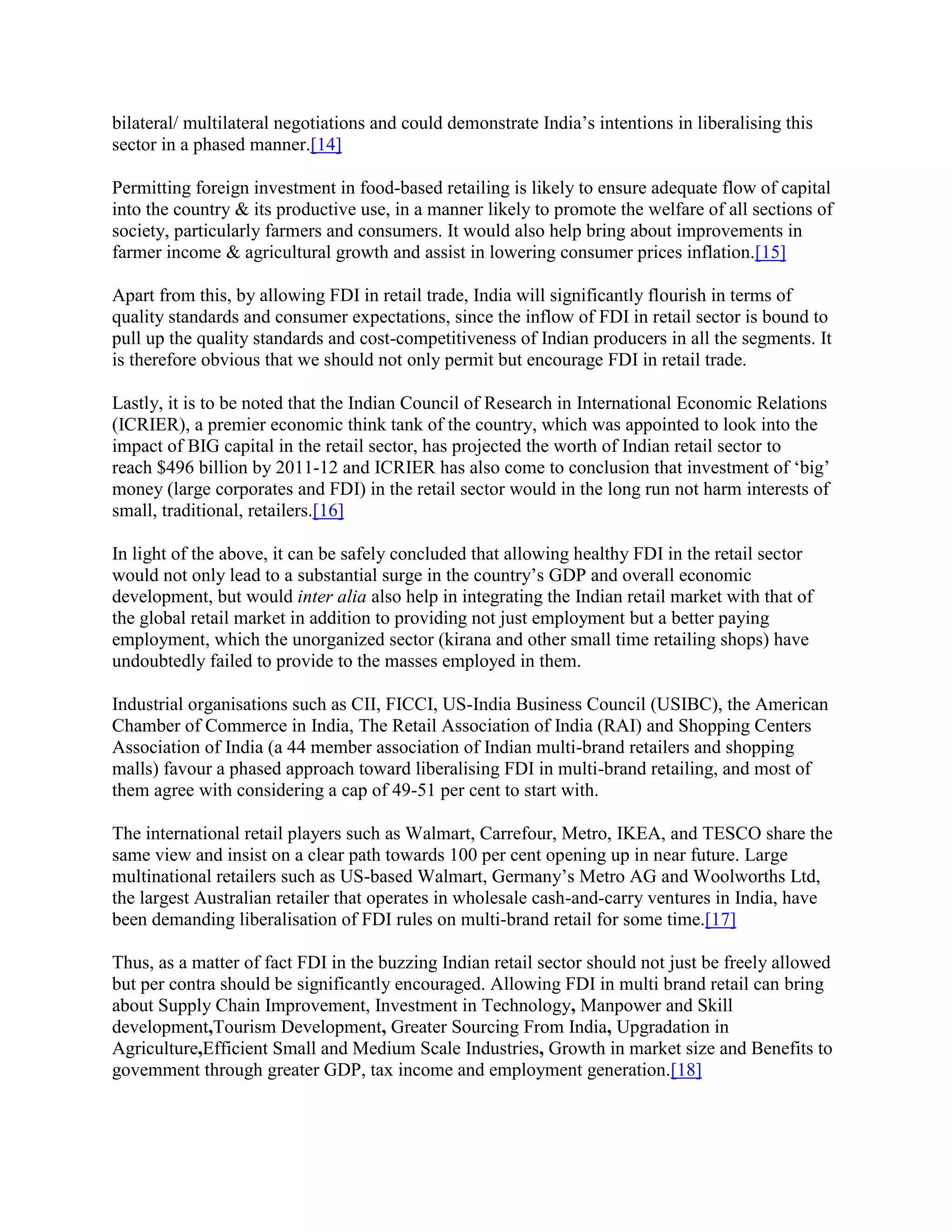 Foreign direct investment in indian retail sector | DOCX