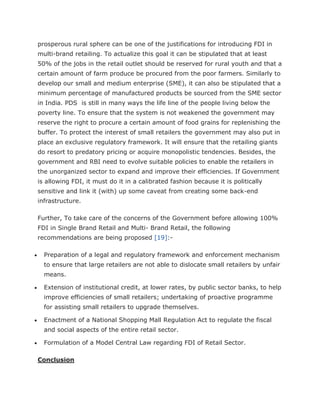FDI-Retail in India | DOCX