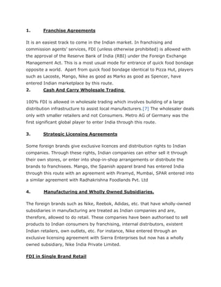FDI-Retail in India | DOCX