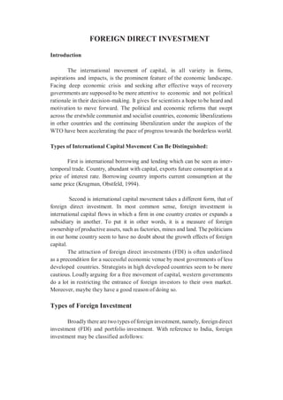 Foreign direct investment (unit 5) | PDF