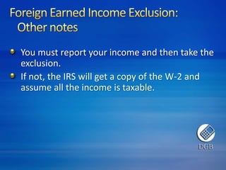 Foreign earned income exclusion | PPTX