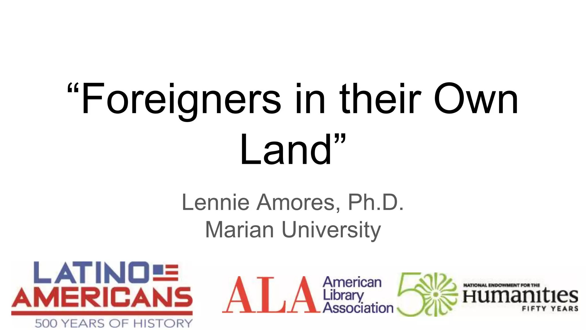 Foreigners in their own land | PPTX