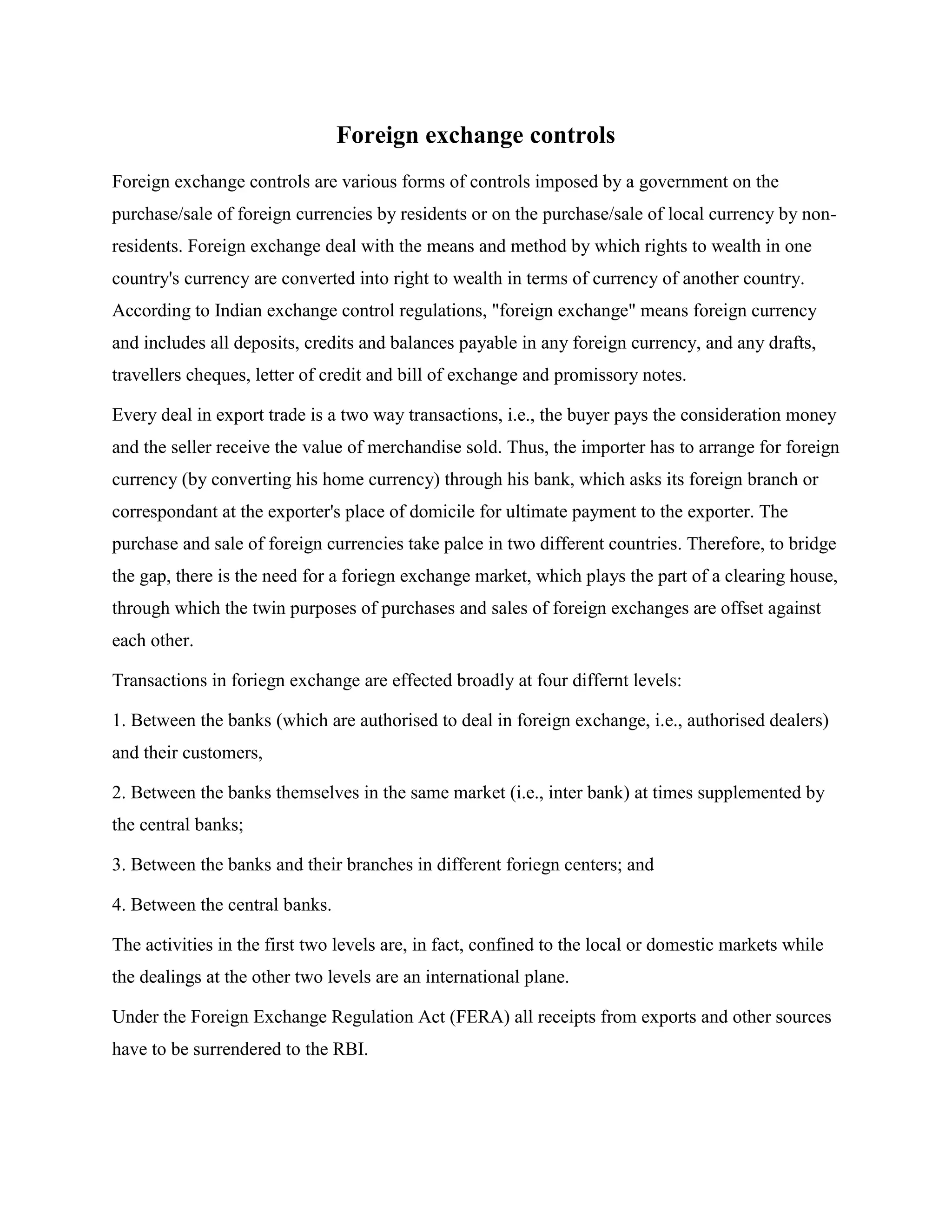 Foreign exchange controls | DOCX | Stocks and Bonds | Personal Investing