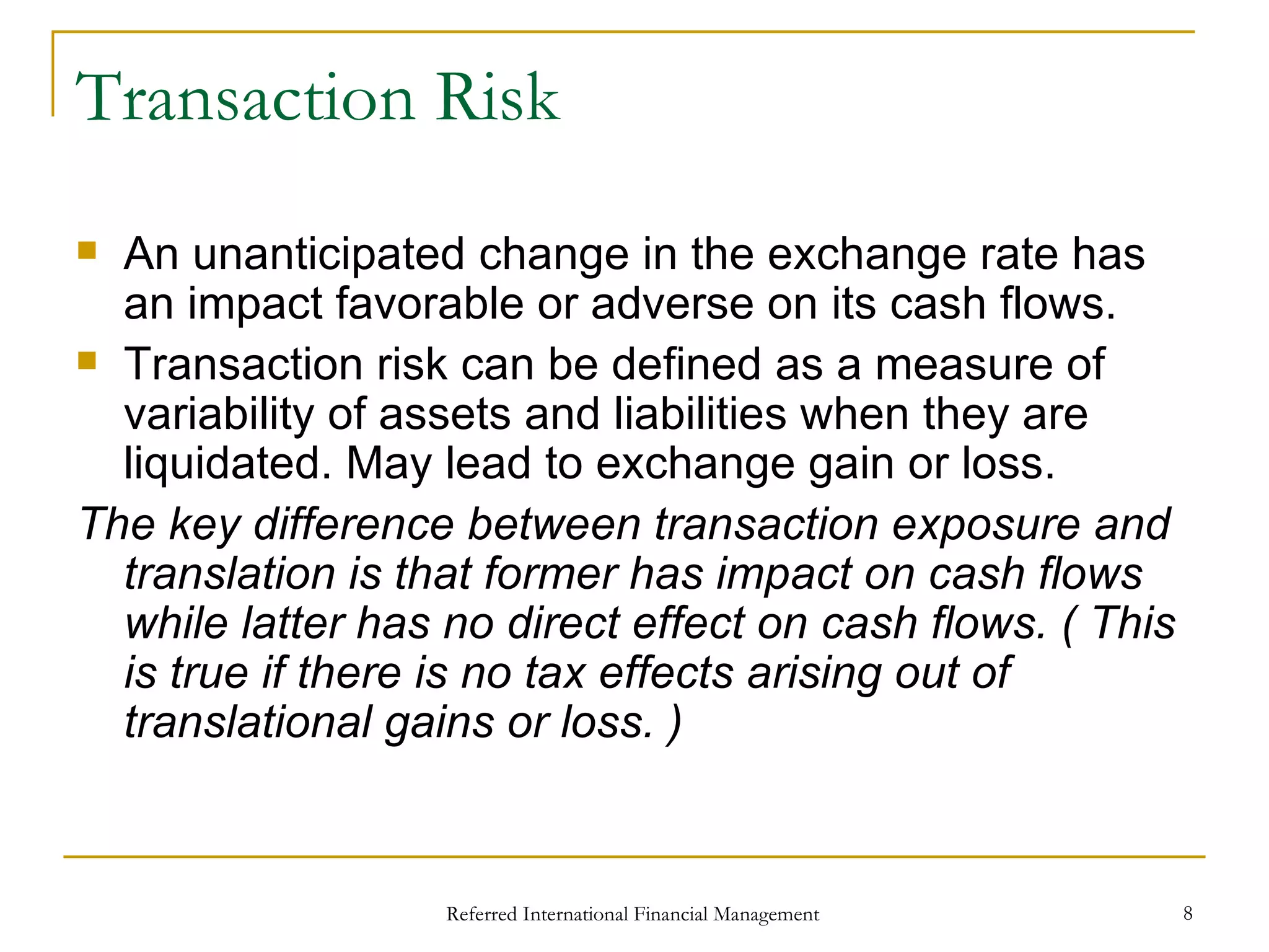 Foreign Currency Exposure And Risk | PPT