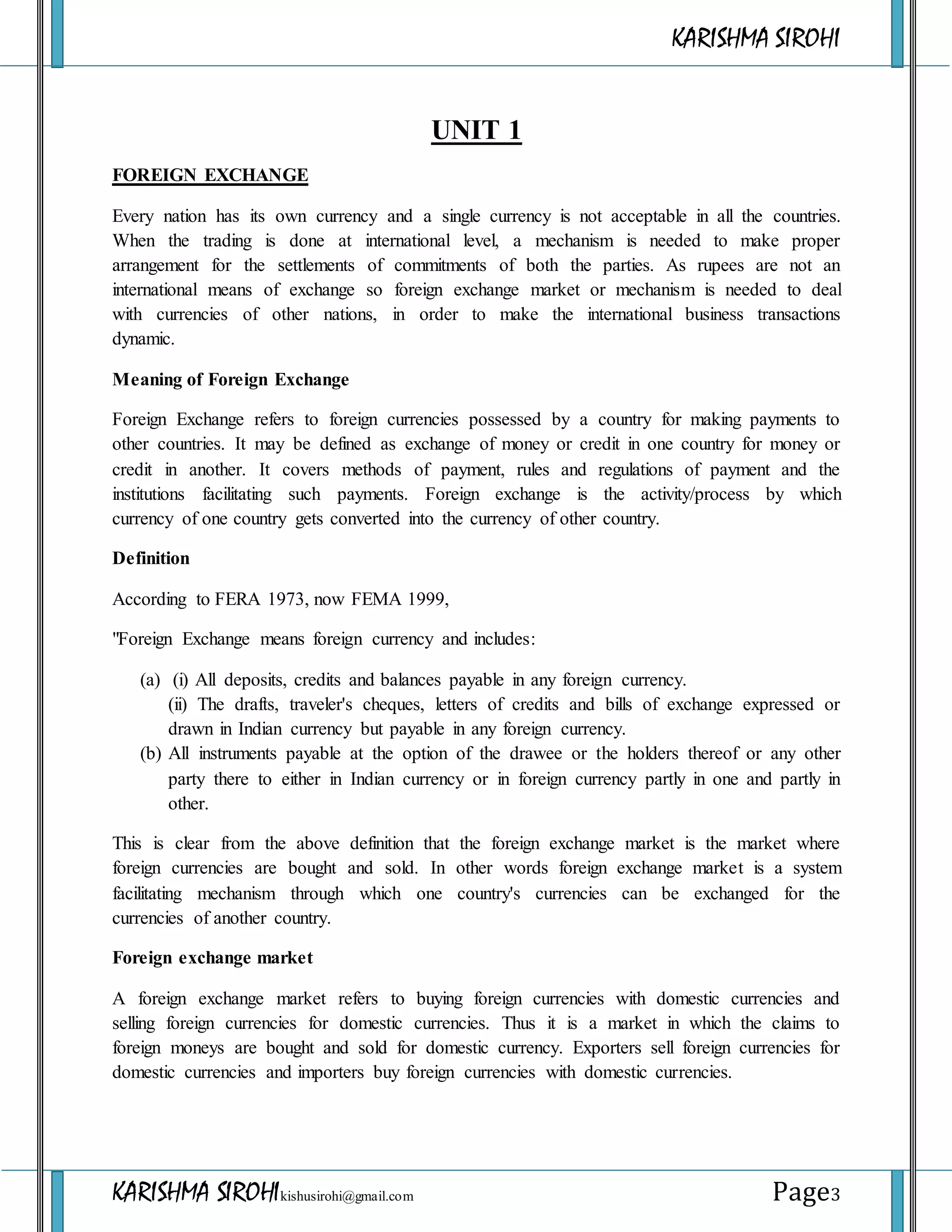 Foreign exchange management | DOCX