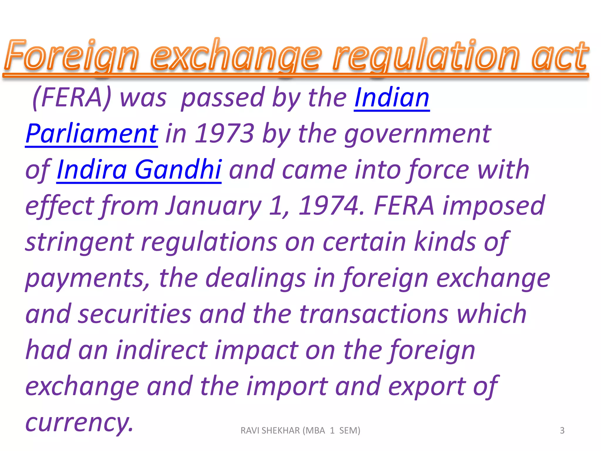 Foreign exchange management act | PPT