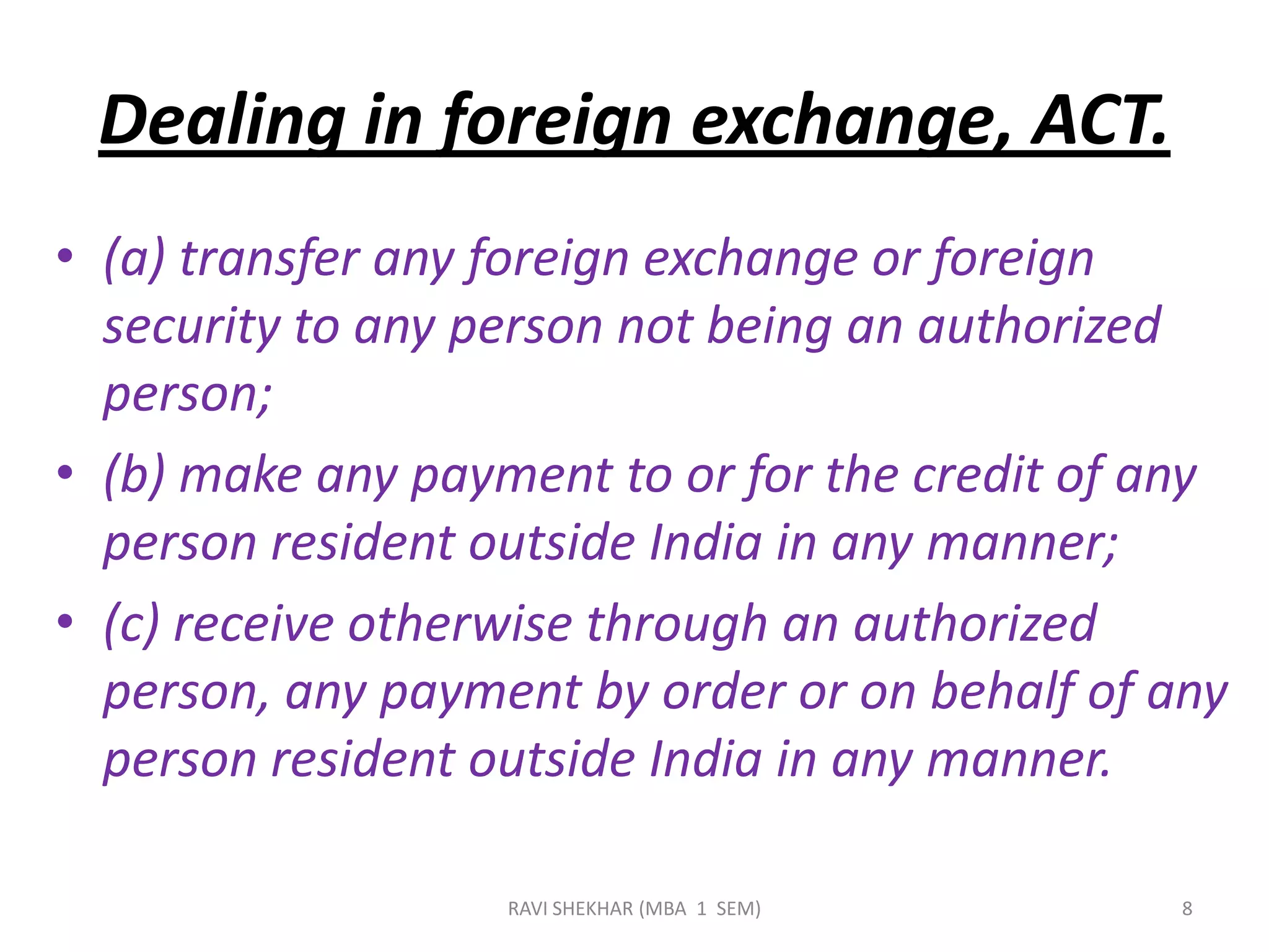 Foreign exchange management act | PPT