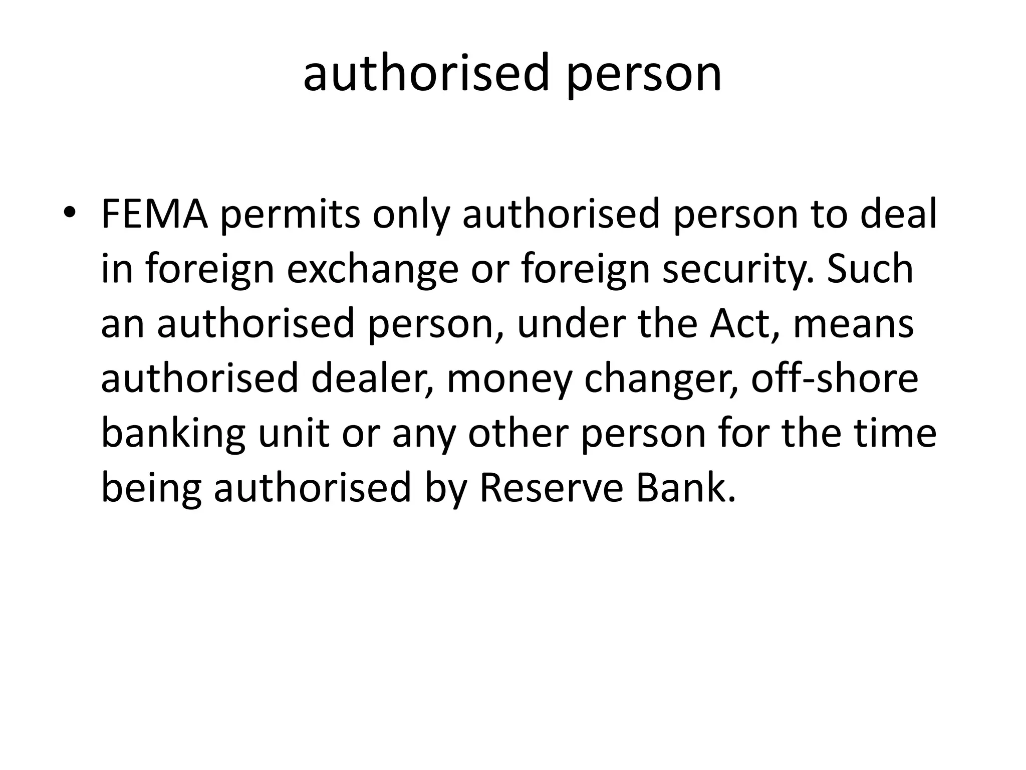 Foreign exchange management act (fema) | PPSX