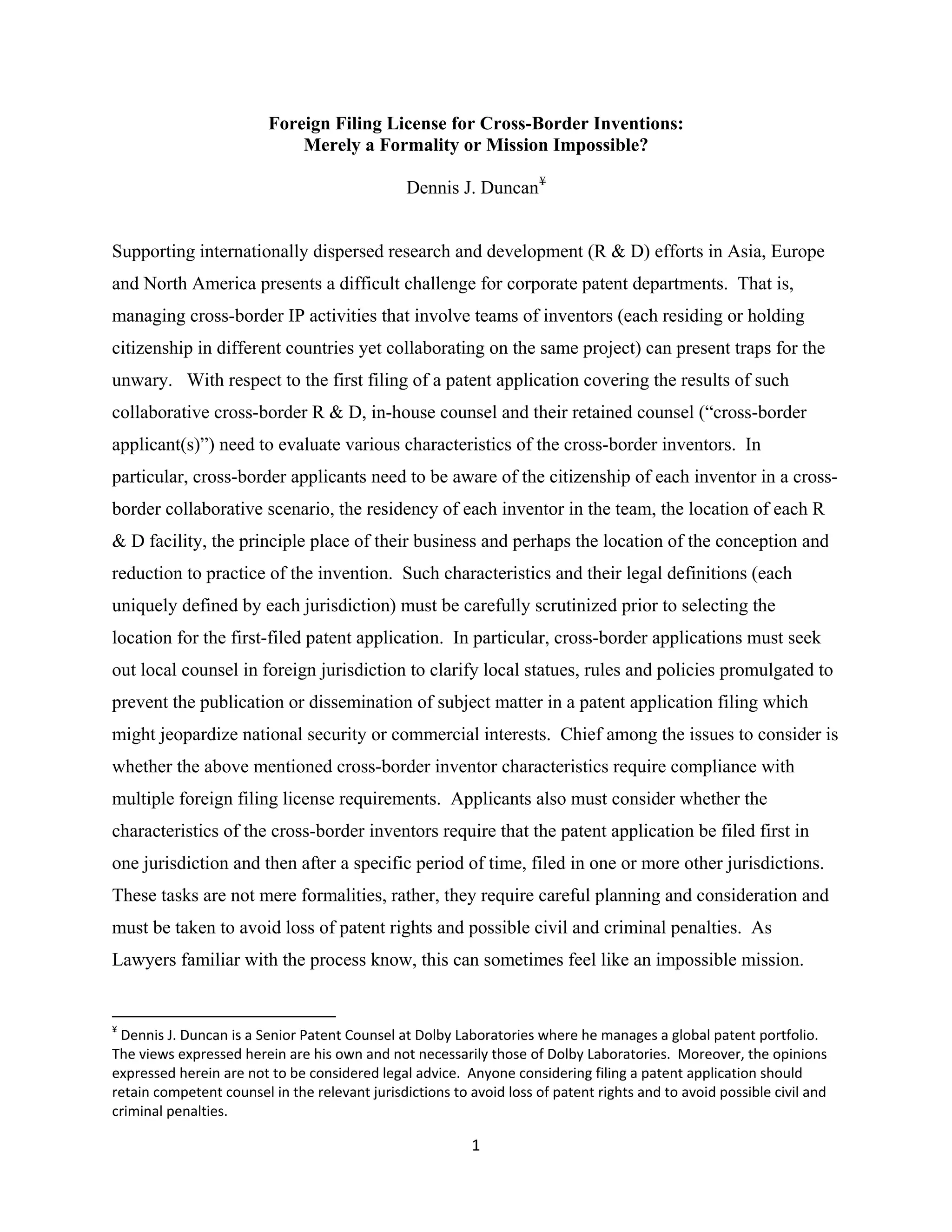 Foreign filing license for cross border inventions | PDF