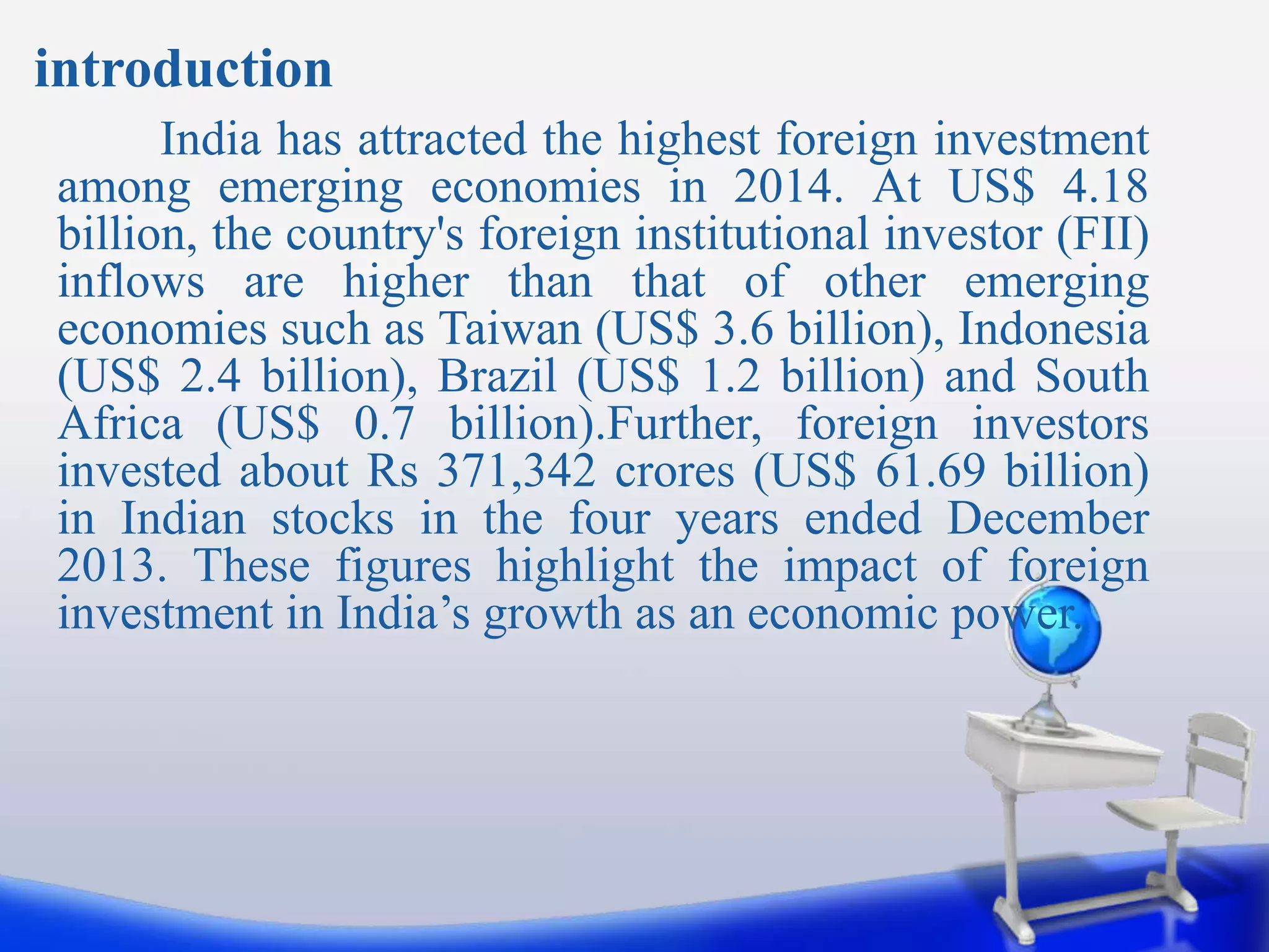Foreign institutional investment in india | PPTX