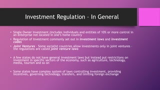 Foreign investment | PPTX | Financial Regulation | Economy