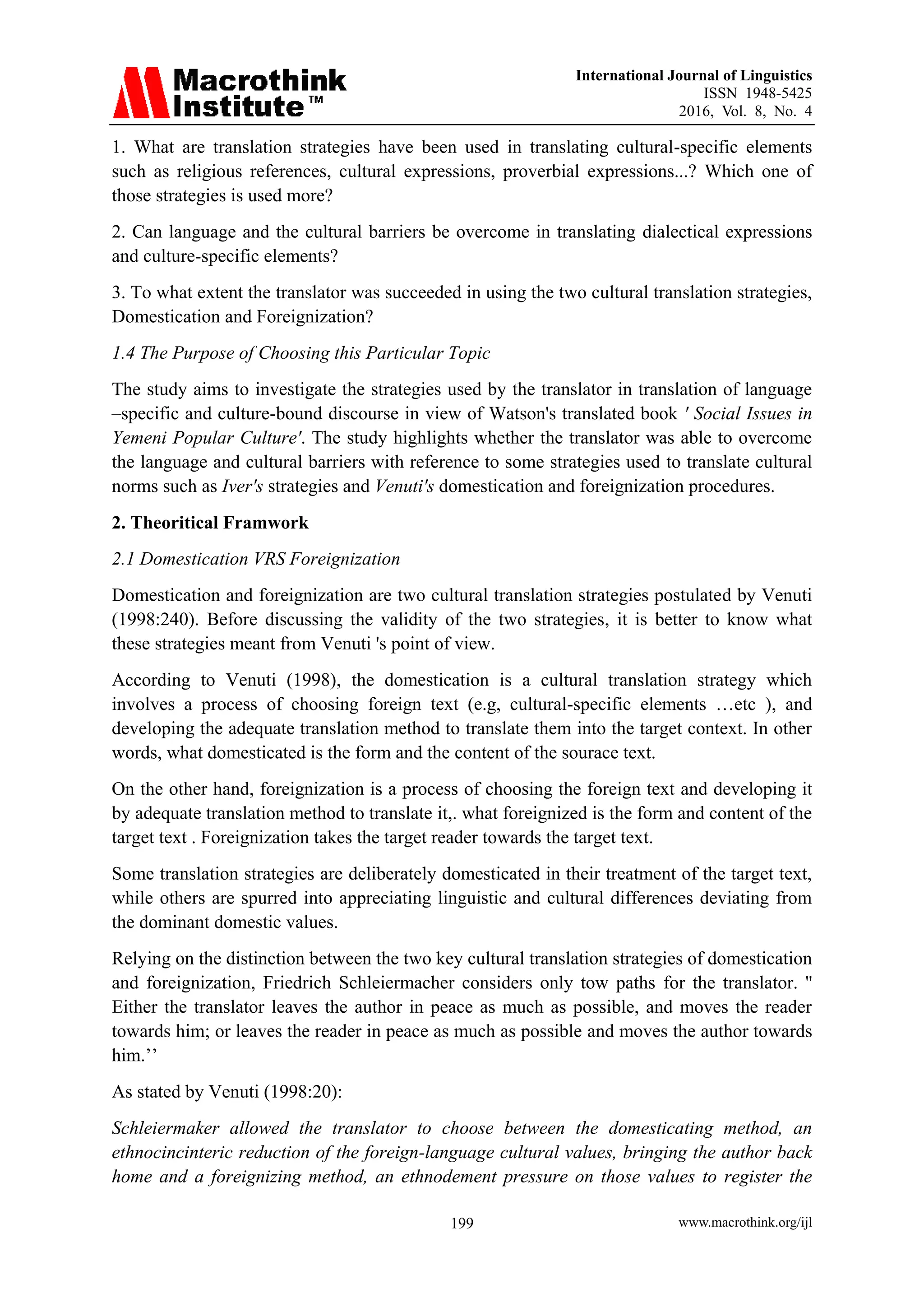 Foreignization and Domestication examples between English and Arabic | PDF