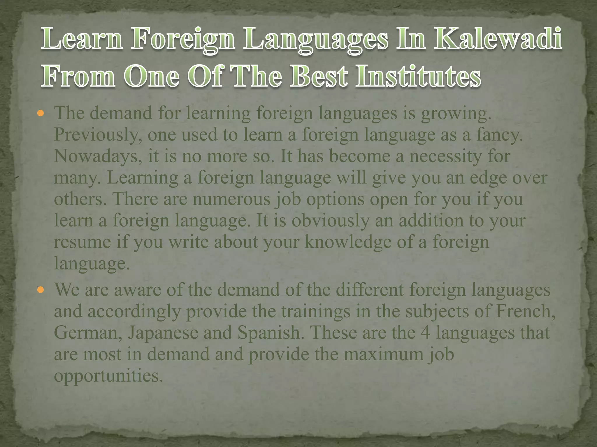 Foreign language classes | PPT
