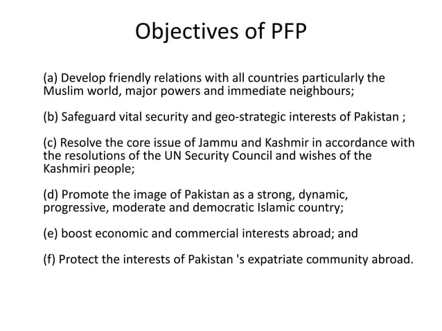 Foreign policy of Pakistan, objectives, determinants and principles | PPTX