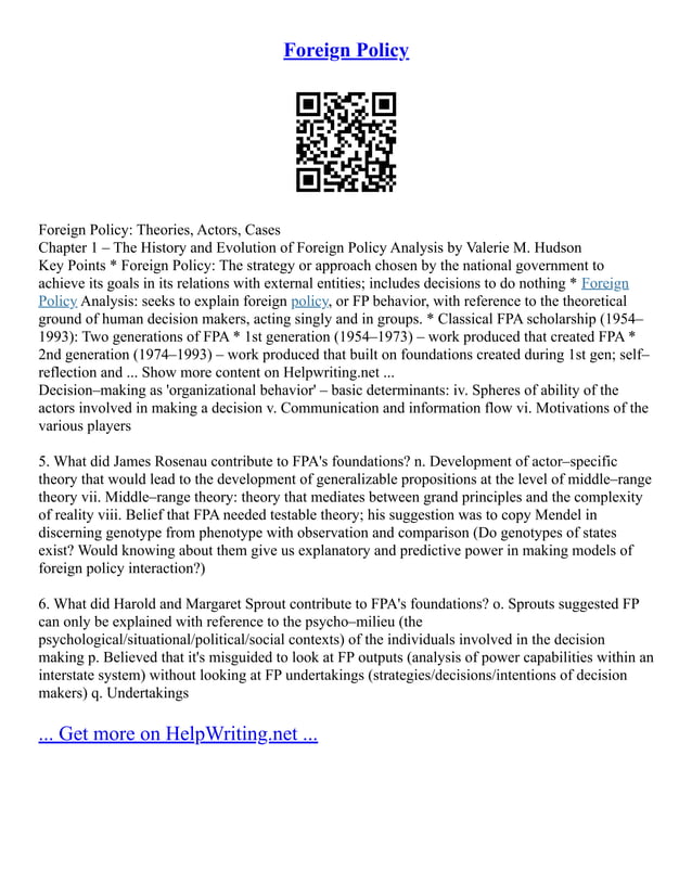 Foreign Policy | PDF | Political Issues & policy | Politics