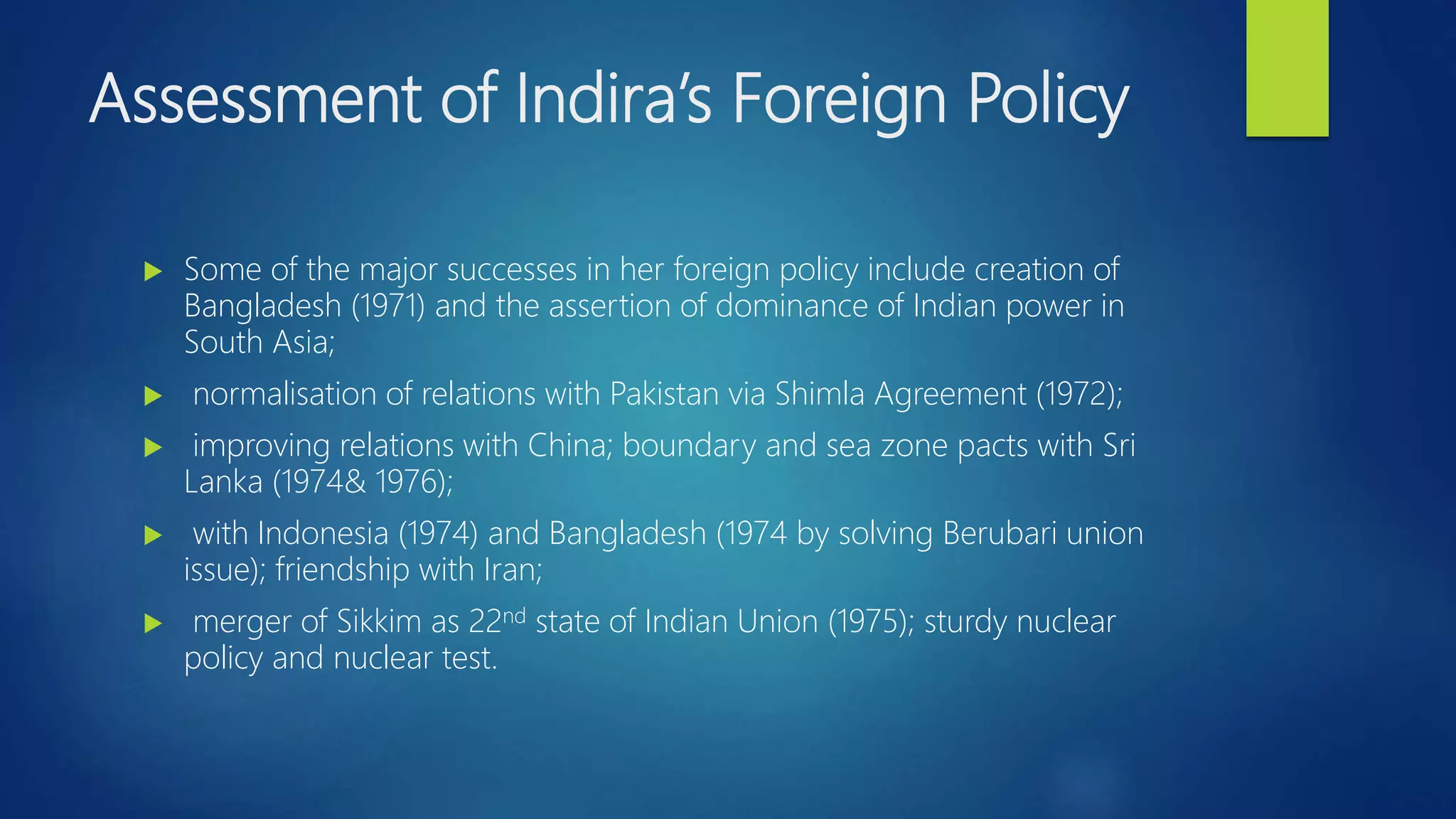 Foreign policy of indira gandhi | PPTX