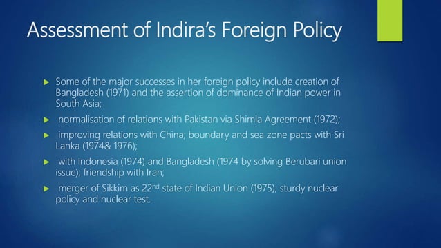 Foreign policy of indira gandhi | PPTX | Currencies | Economy