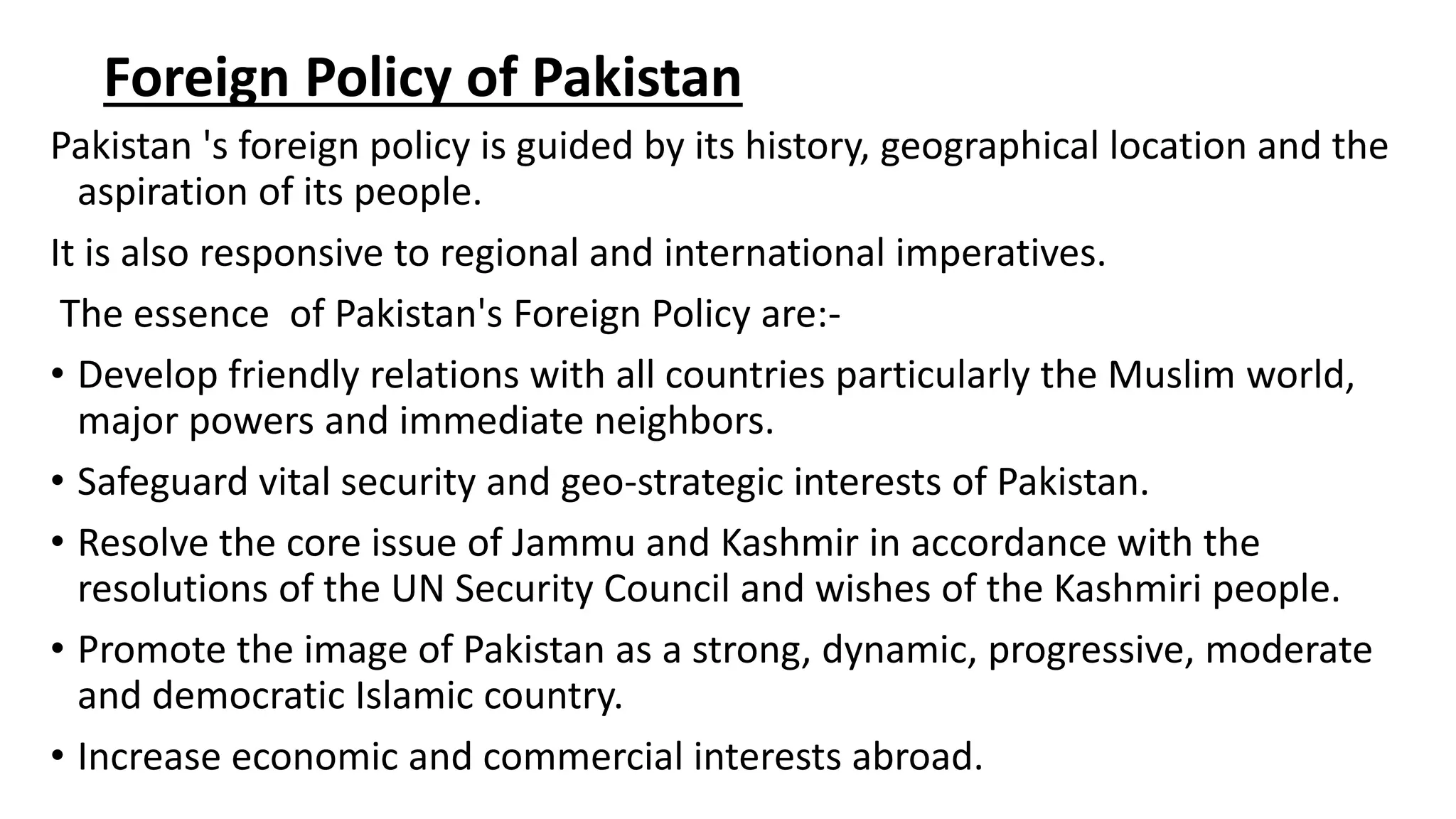 Foreign policy of pakistan | PPTX