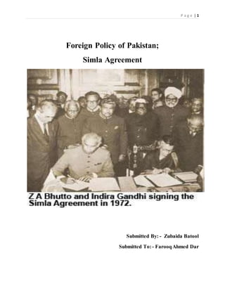 Foreign Policy of Pakistan and Simla Agreement | DOCX