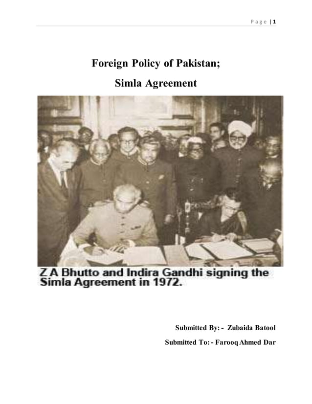 Foreign Policy of Pakistan and Simla Agreement | DOCX | Political ...