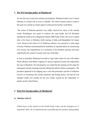 Foreign policy of pakistan under musharraf regime | DOCX