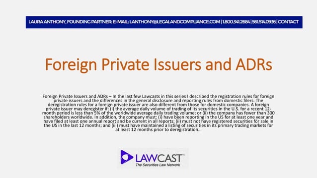 Foreign Private Issuers and ADRs | PPT