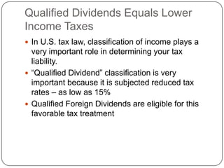 Foreign qualified dividends | PPTX | Business Accounting & Finance ...