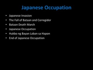 American and Japanese Occupation | PPTX