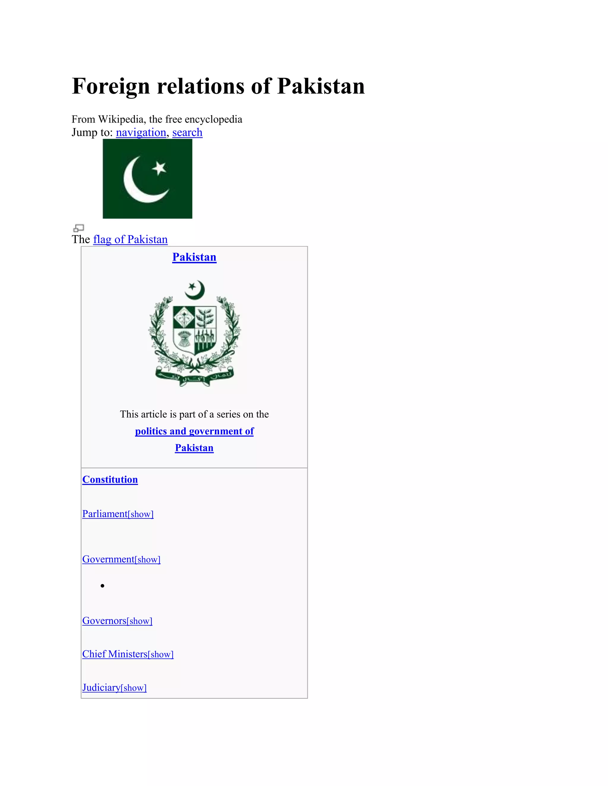 Foreign relations of pakistan | DOCX