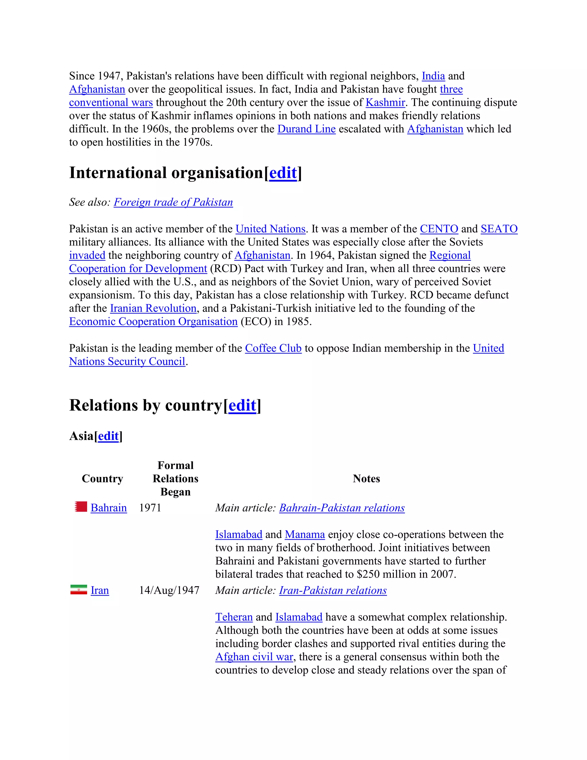 Foreign relations of pakistan | DOCX