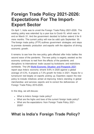 Foreign trade policy 2021 | DOC