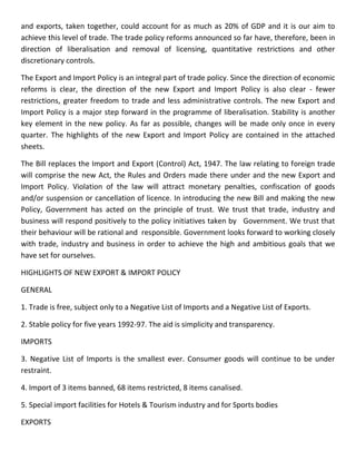Foreign Trade Policy Of India Since 1980 | DOCX
