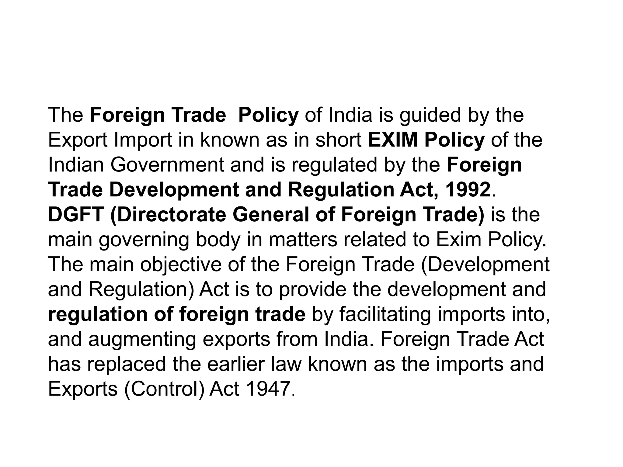 Foreign Trade Policy Presentation | PPTX