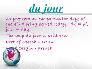 Commonly Used Foreign Words for Hotel Management Students | PPT