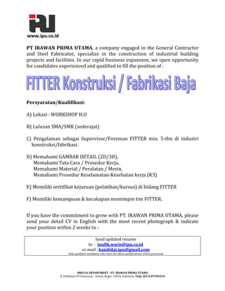 Foreman Fitter | PDF