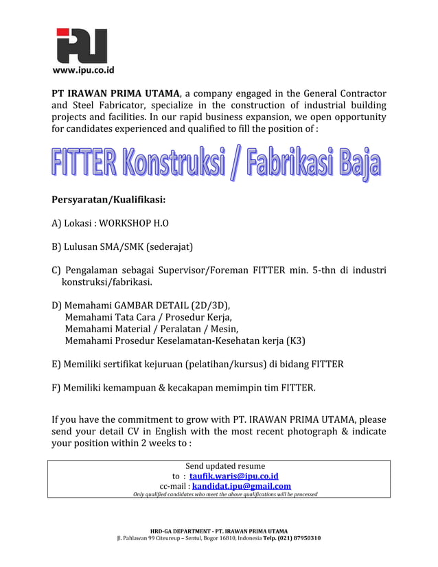 Foreman Fitter | PDF