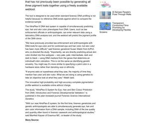 Forensics: New tool predicts eye, hair and skin color from a DNA sample ...