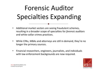 Forensic Auditors To The Fore On Increasing White Collar Crimes | PPT