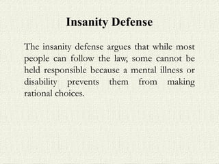 Insanity Defenses in Forensic Psychology | PPTX