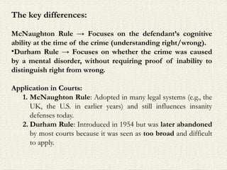 Insanity Defenses in Forensic Psychology | PPTX