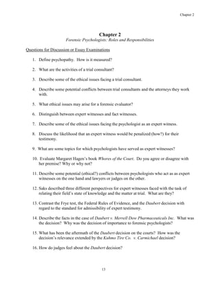 Forensic Psychology 3rd Edition Fulero Test Bank | PDF