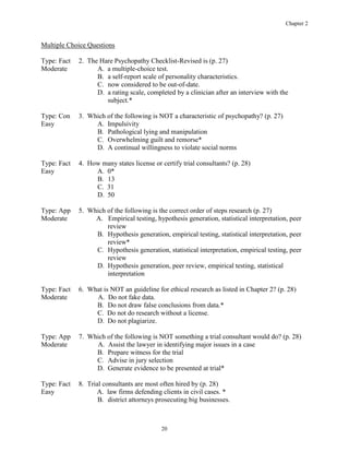Forensic Psychology 3rd Edition Fulero Test Bank | PDF